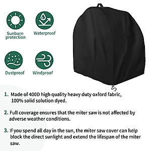AKEfit Miter Saw Cover,Portable Table Saw Cover - Waterproof and Dustproof,Fit for Most Miter Saws and Planers,28.3L x 24W x 28.3H