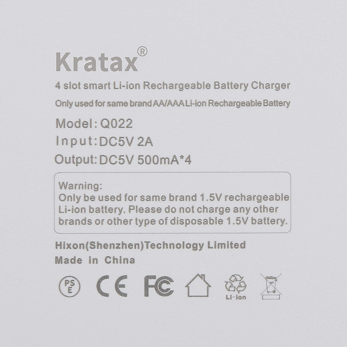 AA AAA Battery Charger Kratax 4-Bay Battery Charger Only for 1.5V Constant Voltage Output AA and AAA Rechargeable Lithium Batteries (Only Charger)