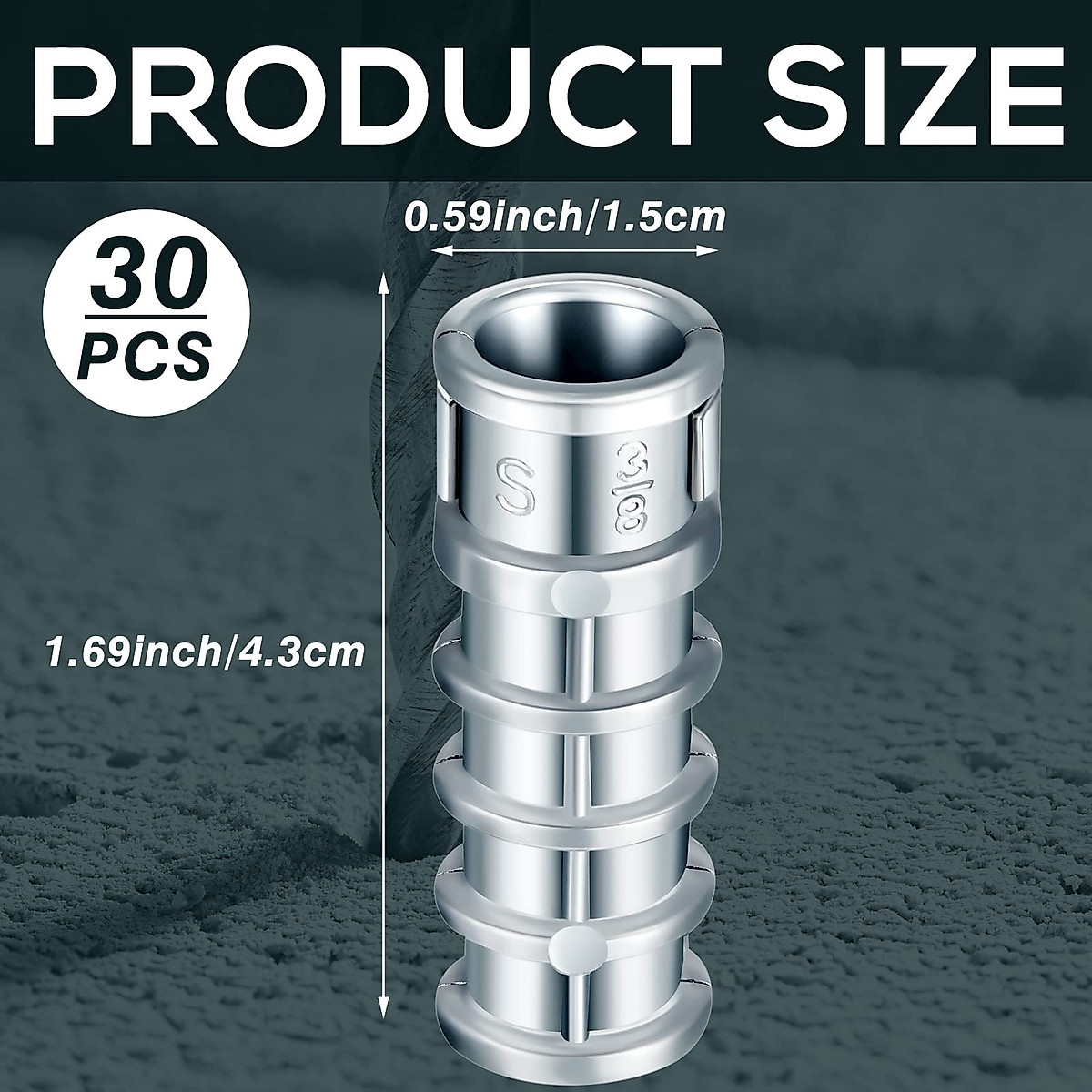 30 Pack 9071456 Lag Shields,3/8 in. x 1-3/4 in. Lag Screw Bolts Concrete Anchors Masonry Anchors Zinc Alloy Plated