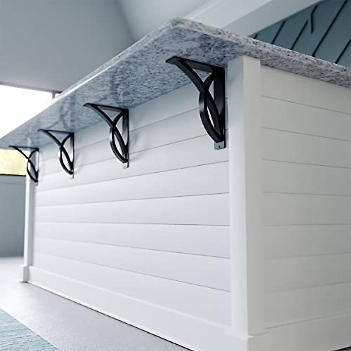 Ekena Millwork BKTM02X10X12TMI-CASE-4 Miller, 2"W x 10"D x 12"H, Powder Coated Black, 4 Piece