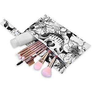 xigua 2 Pack Wet Dry Bags for Cloth Diaper Waterproof Swimsuits Bag with Handle Wristlet for Travel Beach Pouch, Abstract Skull Black White