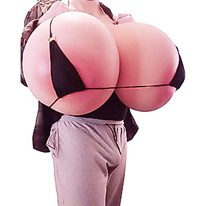 GUIENRLEA Plus size large silicone fake chest breast plates/Silicone Breasts/fake breast/fake boobs（Zplus cup/Yellow/Cotton Filler）