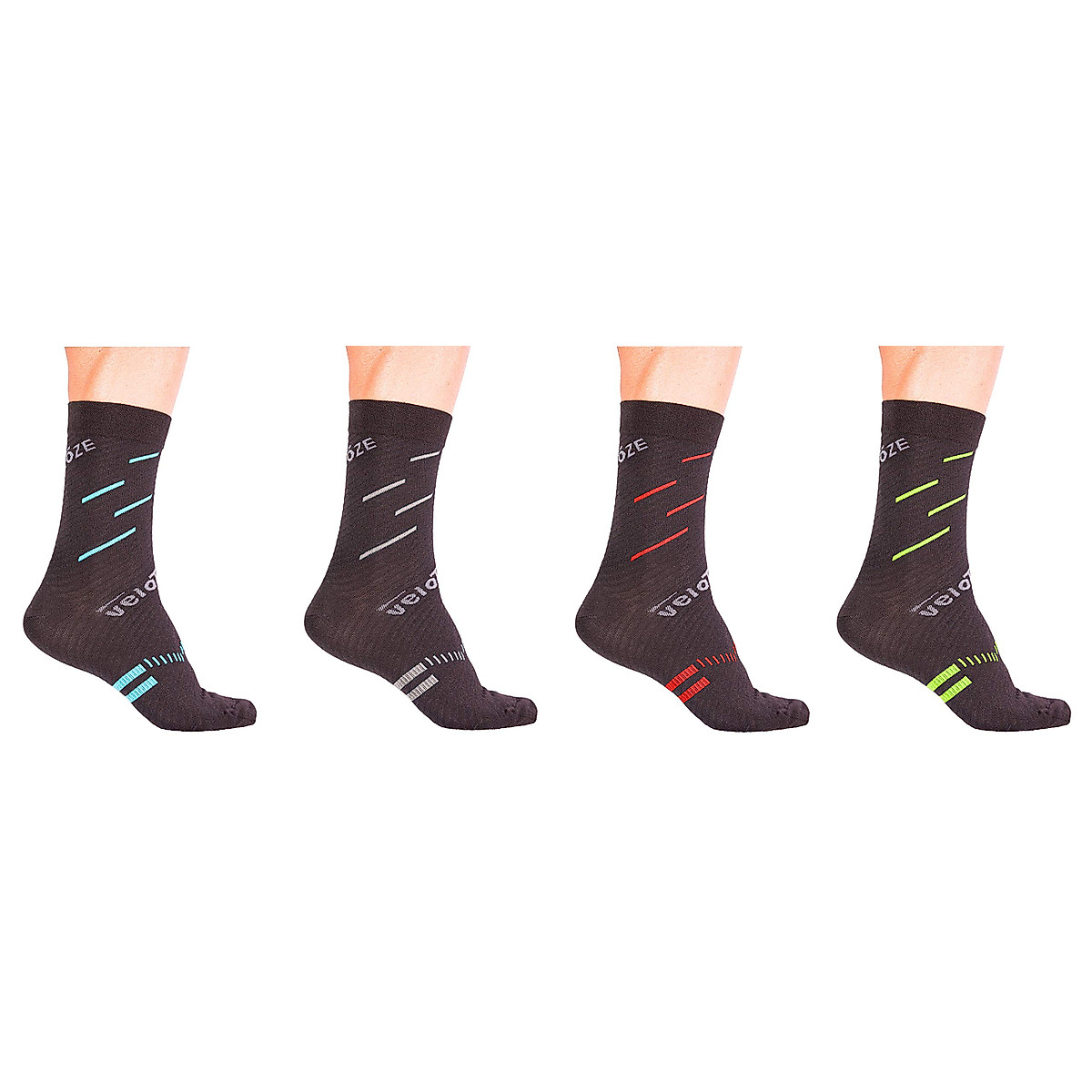 veloToze Cycling Sock - Active Compression with Merino Wool Blend - Black/Grey Small/Medium