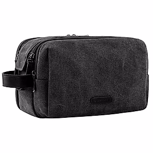 BAGSMART Toiletry Bag for Men, Canvas Travel Toiletry Organizer Dopp Kit Water-resistant Shaving Bag for Toiletries Accessories,Black-Large