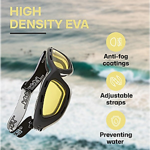 Jettribe Classic Jet Ski Goggles - PWC Watercraft Water Sports Sunglasses - Easy Fit Glasses for Ultimate Adventure Like Kite Boarding, Surfer, Kayak, etc - Pink Floating Frame/Amber Lens Goggles