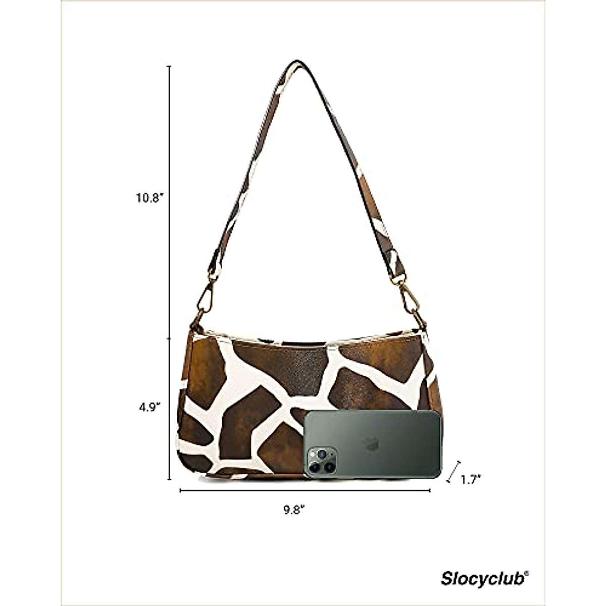 Slocyclub 90S Shoulder Bags for Women, Retro Classic Shoulder Bag with Zipper Closure for Women Vegan Leather Crocodile Purse Clutch Handbag