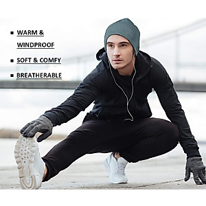 EMPIRELION Softshell Fleece Lined Beanie Hats Winter Warm Running Skull Cap Thermal Snow Watch Cap Men Women (1, Camo Snow)
