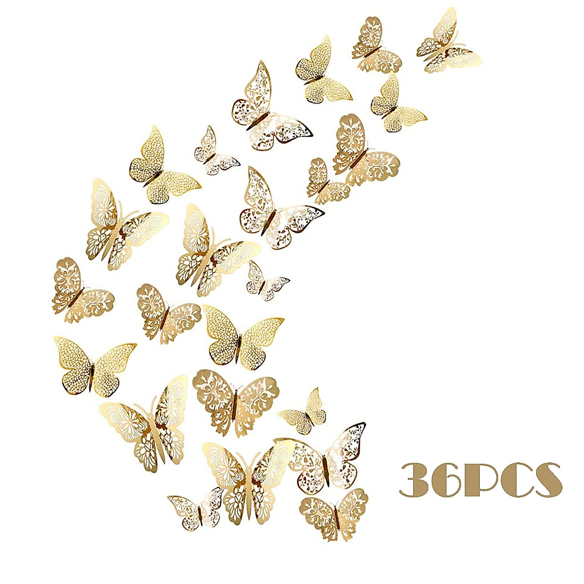 Seasonsky 108PCS 3D Butterfly Wall Stickers Wall Decal Decor Art Decorations Sticker Removable Hollow Butterfly 3 Sizes for Room Home Classroom Offices Bedroom Decor