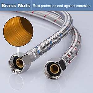 ARCORA 72-Inch Faucet Hose Connects Kitchen Bathroom Sink to Water Supply, Stainless Steel cUPC Supply Lines with 3/8-Inch x 3/8-Inch Female Compression Thread 1 Pair