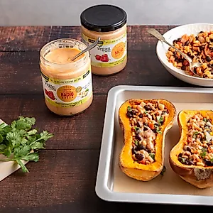 VEGAN VALLEY Cashew Nacho Cheeze Sauce, 14.5 oz - Shelf Stable, Tangy Vegan Nacho Cheeze -Certified Gluten-Free, Kosher, Dairy Free Cheeze -Non-GMO Plant-Based Cheeze Great As Vegan Pasta Sauce, Dip