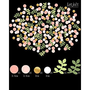 Greenery Golden Pink Eucalyptus Dots Confetti Baby Shower Green Scatter Table Decoration Flamingo Girl Boho Theme Party Bridal Shower Party Wedding Nursery Decor Supplies 210 Pcs