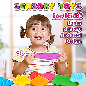 Shape Learning Sensory Toys for Toddlers - Textured Sensory Toys for Autistic Children, Pull and Stretch Tactile Toy, Calming Autism Toys for Boys and Girls Preschool Kids (8Pack)