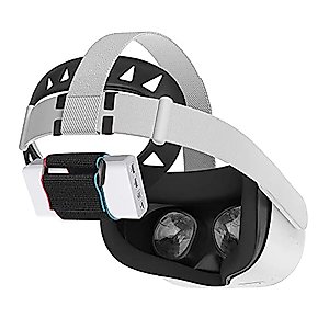 Esimen 2 in 1 Headset Strap Pad with Battery Strap for Oculus Quest 2 Head Back Padding,Gravity Pressure Balance Cushion Comfortable Soft TPU Pad Accessories (Black)