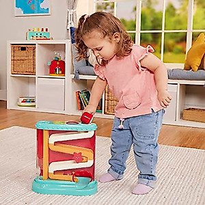 Battat – Pound & Roll – Baby Activity Toy Station with 1 Toy Hammer & 4 Balls for Kids 12 Months + (7-Pcs) , Light Blue