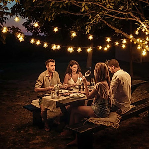 Minetom Star String Lights Plug in - 33 ft 100 LED Star Fairy String Lights with Remote and Timer, Waterproof for Bedroom Porch Wedding Party Patio Garden Tent Indoor Outdoor Décor, Warm White