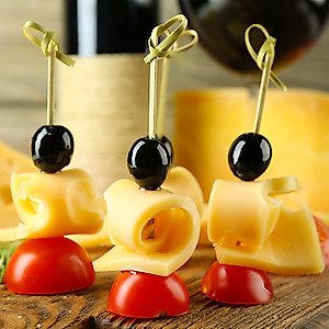 200PCS Cocktail Picks Bamboo Skewers For Appetizers, Fancy Toothpicks For Appetizers, Handmade Bamboo Sticks With Knot, 4.7 Inch Long Cocktail Toothpicks For Charcuterie Accessories Drinks Food Picks