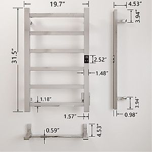 Topdattion Electric Towel Warmer | Super Thin | with Timer & Temperature Multi-Level Adjustments | Hardwired & Plug-in | 6 Bar Polished Finish