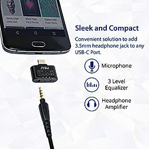 Syba 96 Khz 24 Bit DAC USB-C Tupe C Audio Sound Adapter to 3.5mm Headphone Amplifier 3 Level Eq SD-AUD20223