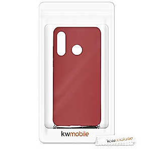 kwmobile Crossbody Case Compatible with Huawei P30 Lite - TPU with Silicone Coating Cover with Neck Cord Lanyard Strap - Dark Red/Black