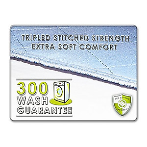 1 Eco Mattress Protection Pad. Premium Grade- Waterproof Sheet and Mattress Protector. 300 Wash Guarantee, 36” x 36”, Light Blue.