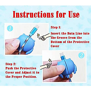 ZOSTLAND 3pcs Blue Baby 3 Eyes ET Animal Protector USB Charger Saver Charging Data Earphone Line Protector Compatible with All iPhone iPad iPod Most Android (Alien Stitch Sulley)