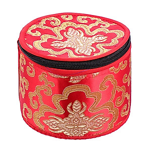 Tibetan Singing Bowl Bag Zipper Buddhist Meditation Bowl Tote Holder Portable Travel Outdoor Chanting Bowl Storage Case 12X9.5CM (Random Color)
