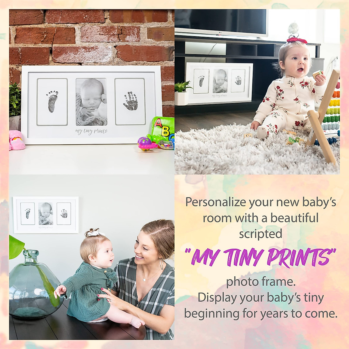 Felt Like Sharing Baby Hand and Footprint Kit, White Frame, Baby Footprint Kit