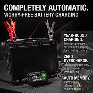NOCO GENIUS2, 2A Smart Car Battery Charger, 6V and 12V Automotive Charger, Battery Maintainer, Trickle Charger, Float Charger and Desulfator for Motorcycle, ATV, Lithium and Deep Cycle Batteries