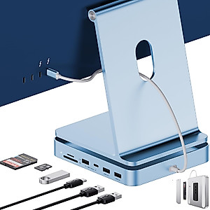 USB C HUB for iMac 24 inch 2021/2023, PULWTOP 7 in 1 USB Hub Adapter iMac Accessories for iMac M1/M3/M4 with USB C 10Gbps 3*USB A SD/TF, Docking Station Support Expand M.2 SSD (Not Included),Blue