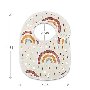 Baby Bibs for Girls, Organic Muslin Baby Drool Dibs, Soft & Lightweight Lap-shoulder Bibs for Teething Feeding with Waterproof Backing, 6 Pack