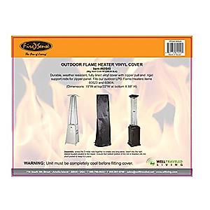 Fire Sense 60949 Vinyl Cover Full Length Outdoor For Patio Heaters With Square Reflectors Heavy Duty 10 Gauge Felt Lined Waterproof Weather Resistant With Zipper - Square Patio Heater