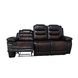 New Classic Furniture Nikko Faux Leather Manual Sofa with Dual Recliner, Brown