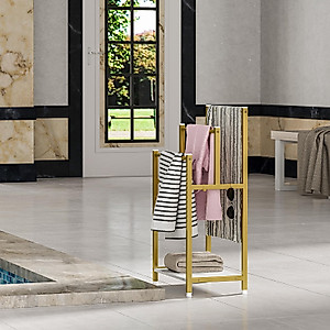 Honiter Towel Racks for Bathroom, 3 Tier Free Standing Towel Rack, Blanket Rack, Metal Towel Holder with Shelf for Bathroom Accessories Organizer for Bath Storage & Hand Towels, Next to Tub or Shower