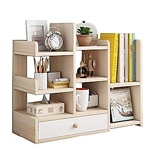 Stratification Bookshelf Magazine Rack Drawer Partition Shelf Storage Rack Freestanding Desktop Office Desk Home 62X17X56CM MUMUJIN (Color : A)