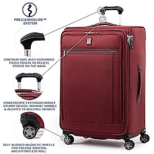 Travelpro Platinum Elite Softside Expandable Checked Luggage, 8 Wheel Spinner Large Suitcase, TSA Lock, Men and Women, Bordeaux Red, Checked Large 29-Inch