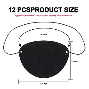 YGDZ Eye Patch, 12pcs Soft Felt Eye Patches for Adults Kids, Adjustable Single Eye Mask for Lazy Eye, Black