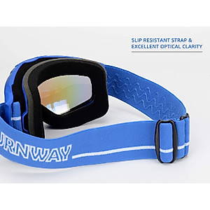 TurnWay OTG Ski/Snowboard Goggles - 100% UV Protection, Anti-Scratch & Anti-Fog - Snow Goggles for Men, Women & Youth