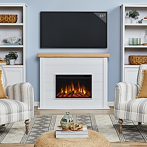 Marshall 49" Slim Electric Fireplace TV Stand in White by Real Flame