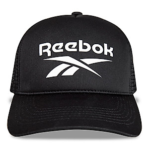 Reebok Trucker Mesh-Back Cap with Adjustable Snapback for Men and Women (One Size Fits Most), Black