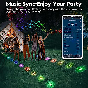 Solar Pathway Lights, 42ft RGB Solar Ground Lights with USB Charging, Waterproof Yard Garden Walkway Lights with App Control and Remote, Music Sync,Timing, Dimmable,Outdoor Pathway Lights for Yard