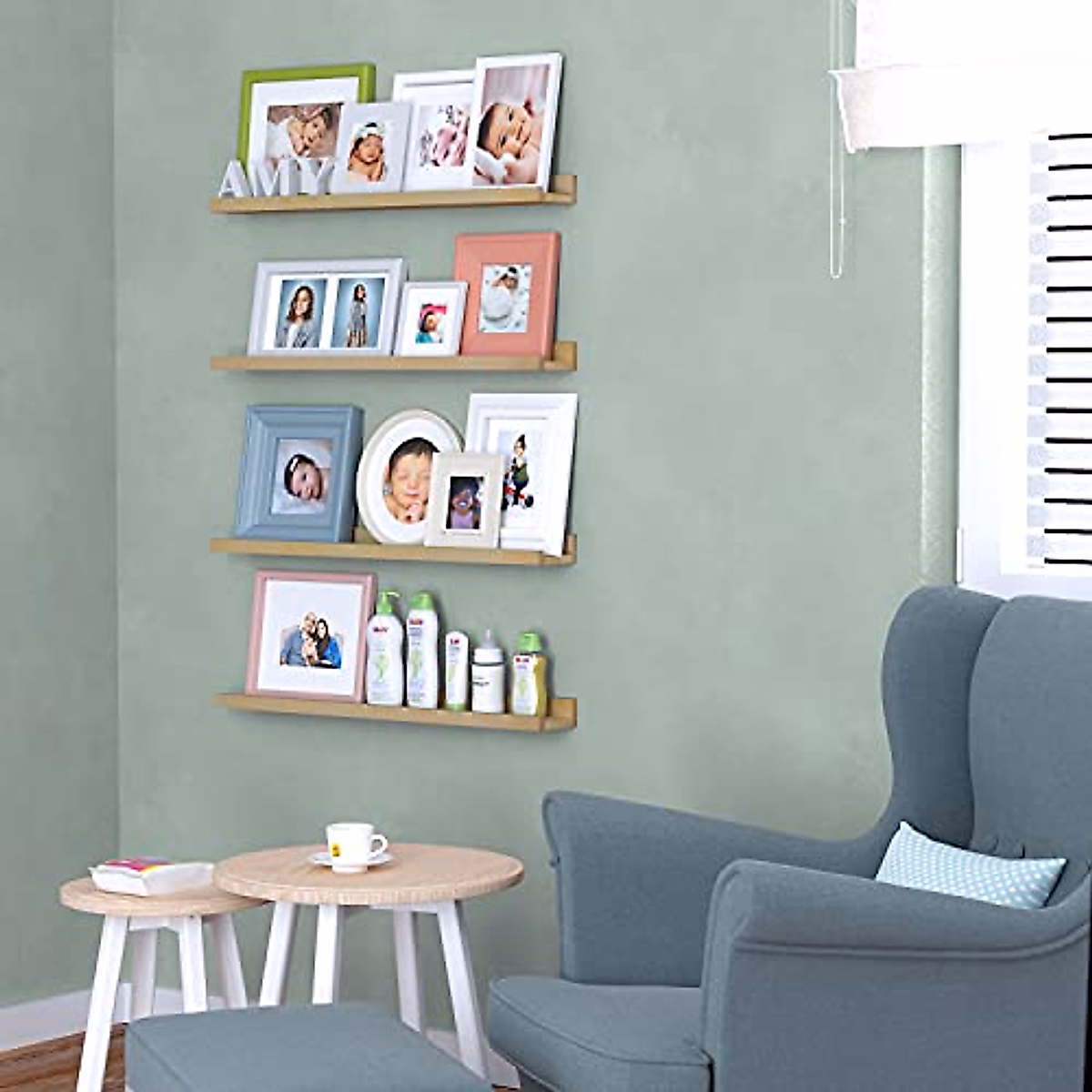 Wallniture Denver 24" Floating Shelves for Kids Room, Wall Bookshelves for Living Room, Wall Mounted Kids Room Shelves, Floating Nursery Shelves, Floating Book Shelves for Kids Room Set of 2