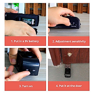 TOWODE Upgraded Door Stop Alarm 3-Pack, Door Stoppers Security Alarm with 120 dB - Great Gift for Traveling Hotel Home Apartment Door Stopper Security Tools