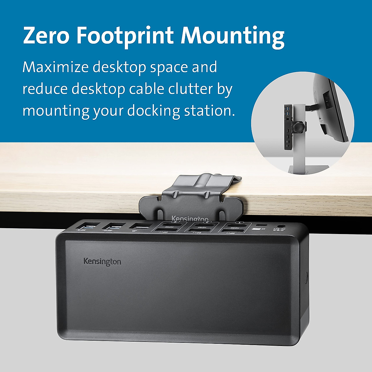 Kensington SD5780T Thunderbolt 4 Dual 4K Docking Station & Docking Station Mounting Bracket (K34050WW)