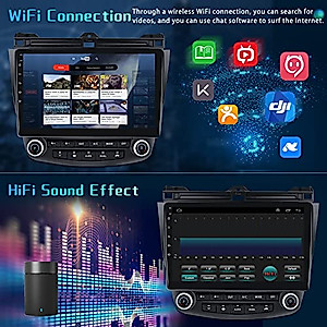 Android 11 Car Stereo for Honda Accord 7th 2003 2004 2005 2006 2007 Built-in Wireless Carplay Android Auto 10 Inch Touchscreen Radio with Backup Camera GPS WiFi HiFi Bluetooth Steering Wheel Control