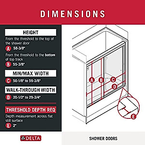 Delta Shower Doors SD3927404 Classic Semi-Frameless Traditional Sliding Bathtub, 60" x 58-1/8", Chrome Track
