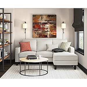 Serta Harmon Square Arm Reversible Sectional Sofa Living Room, Modern L-Shaped 3 Seat Fabric Couch, Cream