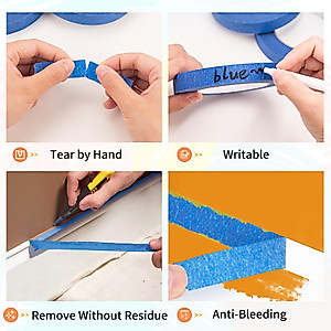 Blue Painter's Tape 3 Rolls, Multi Surface Masking Tape 0.7 Inch x 60 Yard, 180 Yard in Total, Painting and Decoration Supplies, Indoor and Outdoor Use
