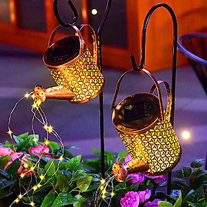 Watering Can with Lights Outdoor Solar Garden LED Light Solar Fairy Lights Decoration Star Shower Garden Art LED Light for Garden Stake Light, for Garden Lawn Patio or Courtyard Decor