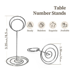 RONTEDA Table Number Holders 20Packs - 3.35 Inch Table Number Stands Place Card Holder for Wedding Party Graduation Reception Restaurant Home Photo Picture Office Memo (Silver, 3.35")