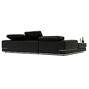 ZURI Encore Black Leather L-Shaped Sectional with Adjustable Headrests - Left Chaise